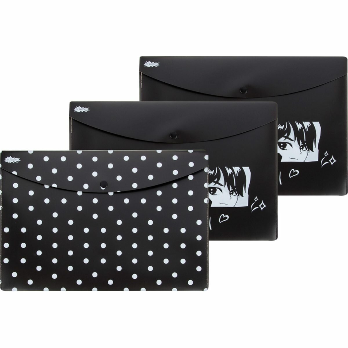 Папка-конверт на кнопке Комус Класс Аниме Готика (А4, 180мкм, пластик) 3шт. (1808844)