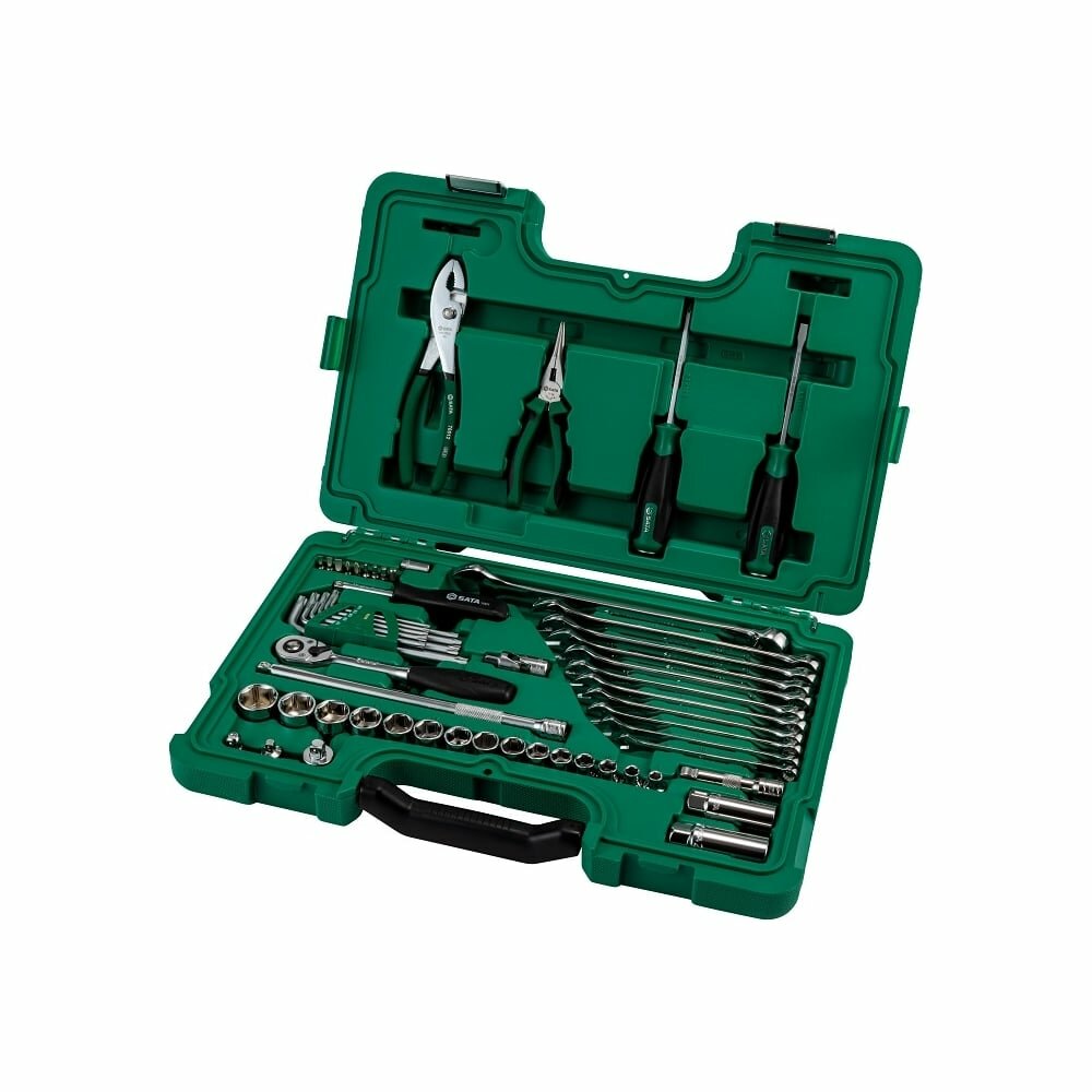 Набор инструментов ключей и торцевых головок для автомеханика 59шт SATA S09509