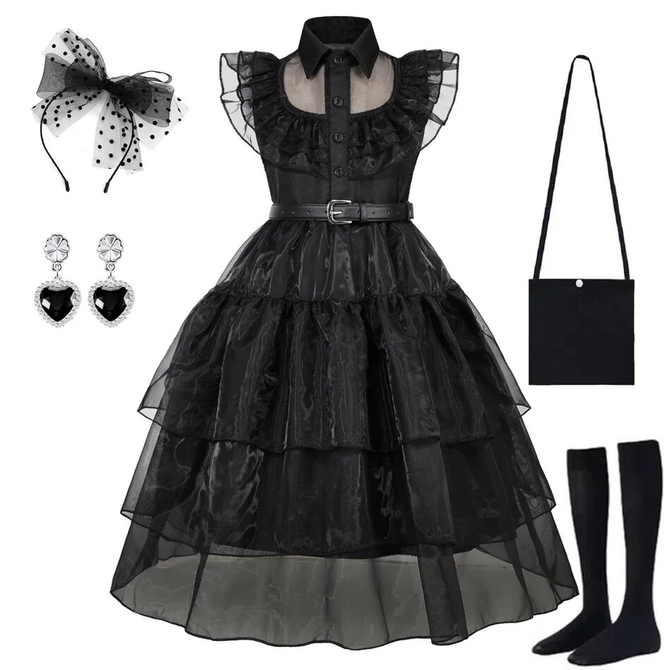 Черное платье принцессы AYD1, 11-12T, Dress4