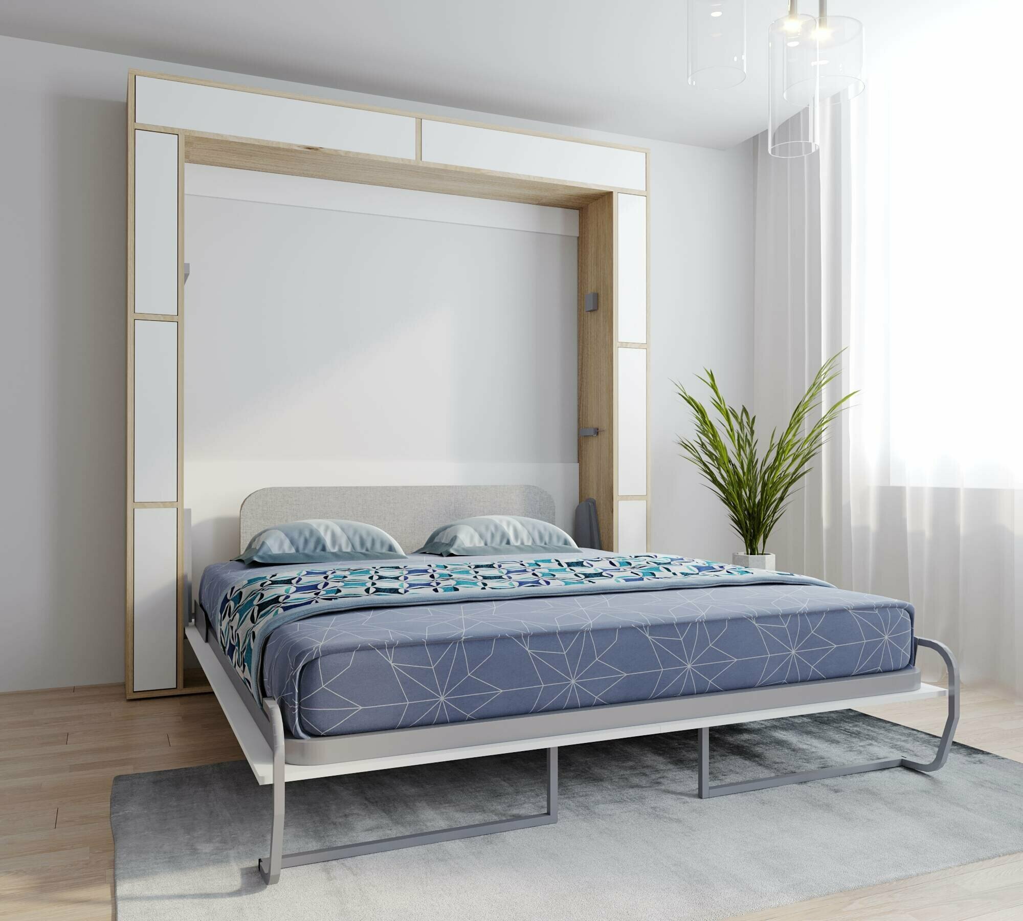 Шкаф кровать-трансформер с изголовьем Ergoroom Летто 1800 Форма Лайт Сканд