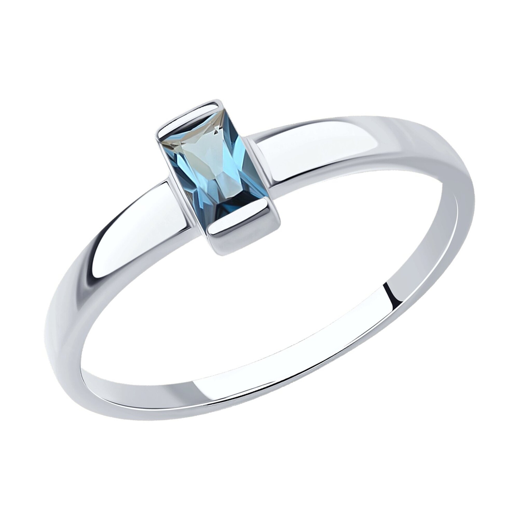 Кольцо, белое золото, 585 проба, Лондон топаз