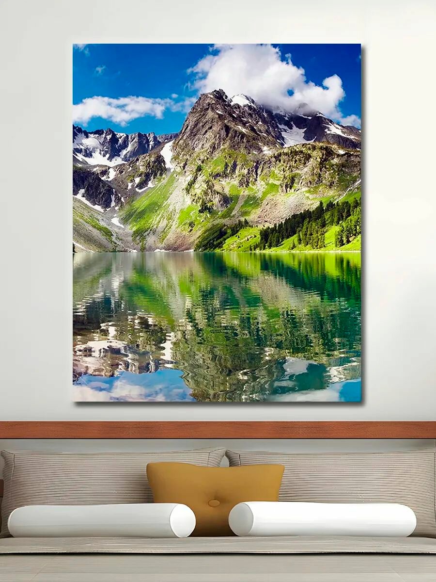 Картина "Горное Озеро", для интерьера 50х70см 1шт.