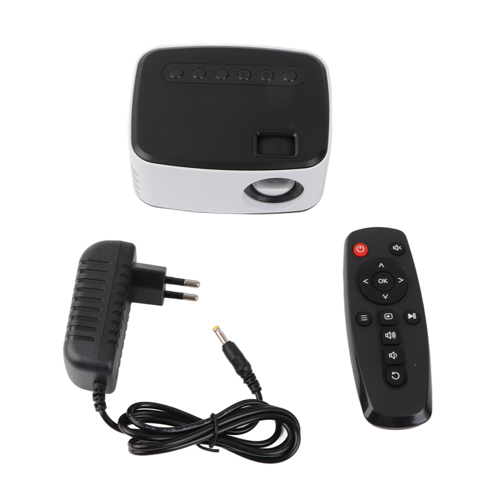 Портативный мини-проектор, домашний кинотеатр на открытом воздухе HD 1080P, совместимый со смартфоном, планшетом, ноутбуком, вилкой стандарта США, 100 240 В, черно-белый