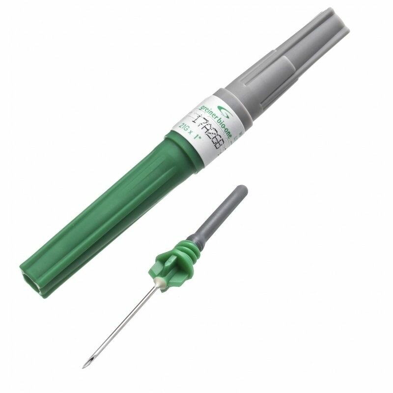 Игла двусторонняя VACUETTE 21G, 0,8х25 мм, зеленая, 450072, 100 шт