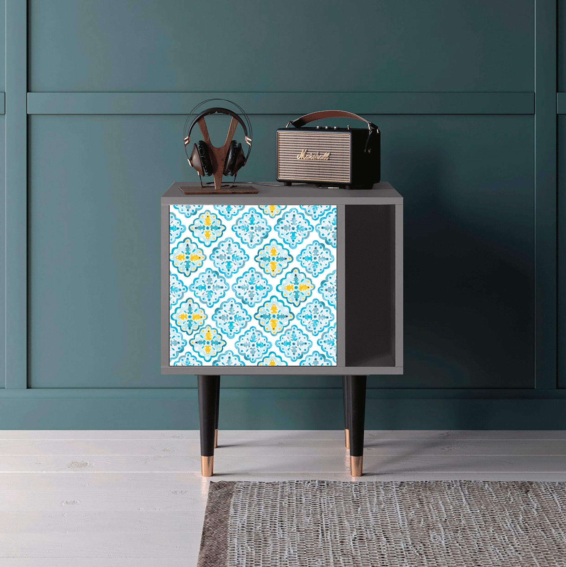 Прикроватная тумба - STORYZ - S2 Portugese tiles, Размер - 58 x 69 x 48 см, Цвет - Серый