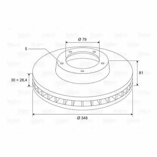 Тормозной диск передний Valeo 197364 для BMW 7 серия