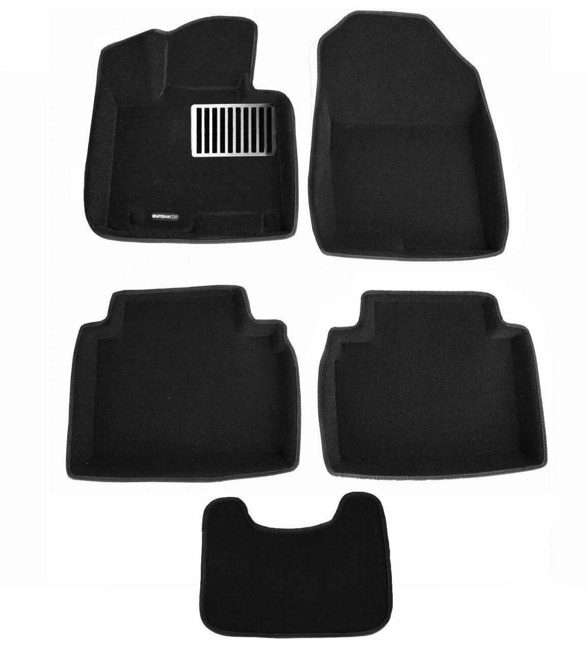 Коврики текстильные 3D Euromat для Hyundai Tucson IV SWB (с 2021 г.), Kia Sportage V SWB (3Д Евромат Хендай Туксон 4 (Туссан), Киа Спортейдж 5), с металлическим подпятником, черные