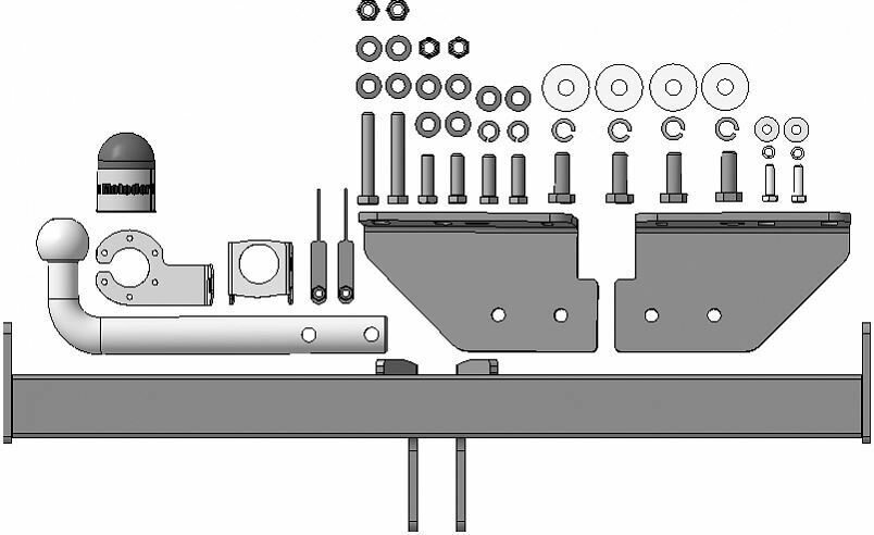 Фаркоп с оцинк. шаром Haval Jolion 2021- крепление шара на двух болтах, (без электрики, паспорт и сертификат в комплекте) Motodor.93107-A