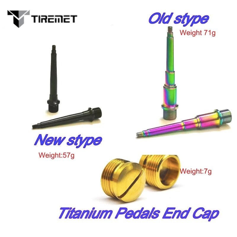 Пара титановых педальных шпинделей Tiremet M14 Ti Color, End Cap
