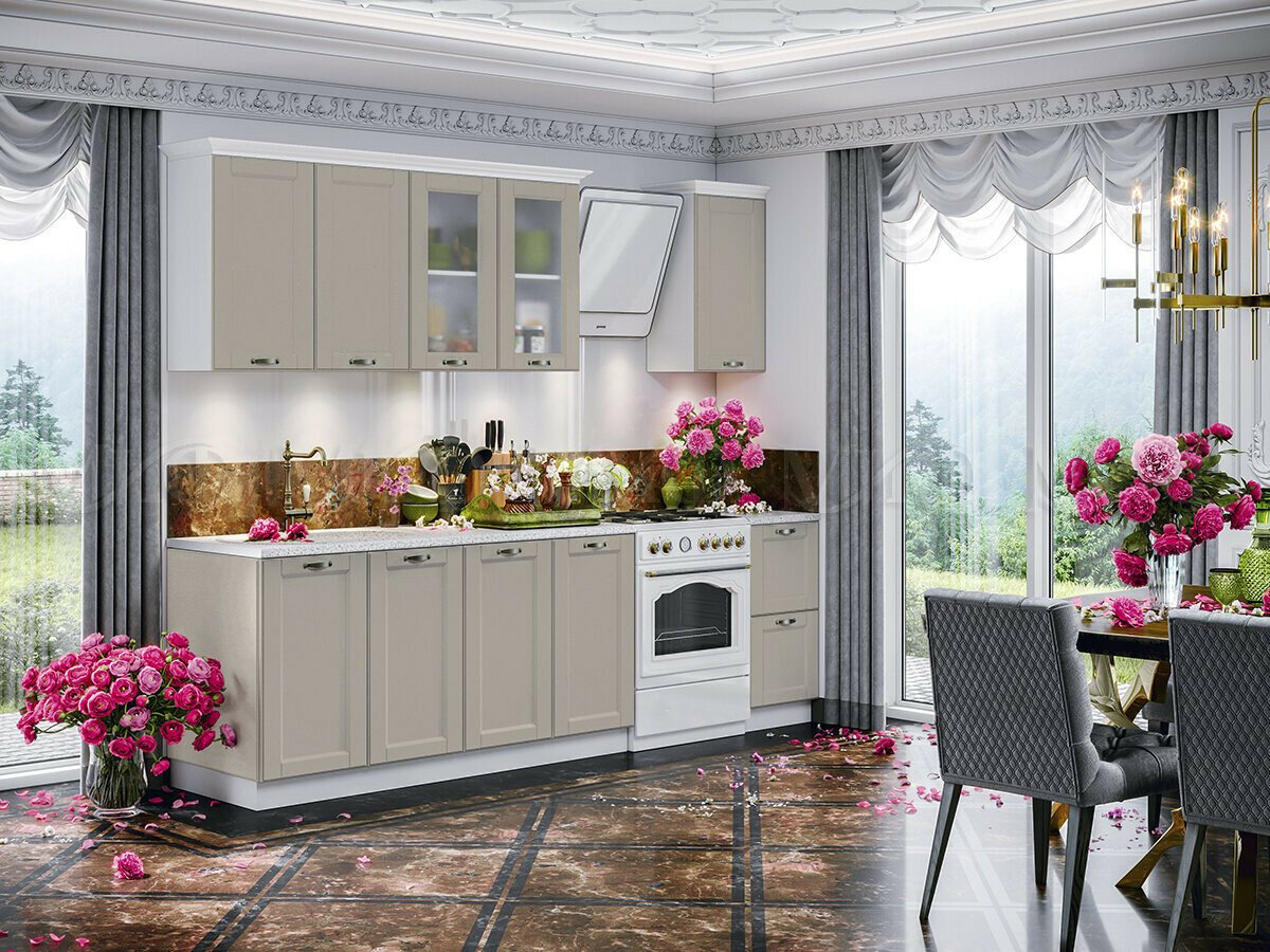 Кухня 2 метра прямая Миф Милано 2,0м Компоновка №1 цвет Шарли Мокко, столешница Антарес