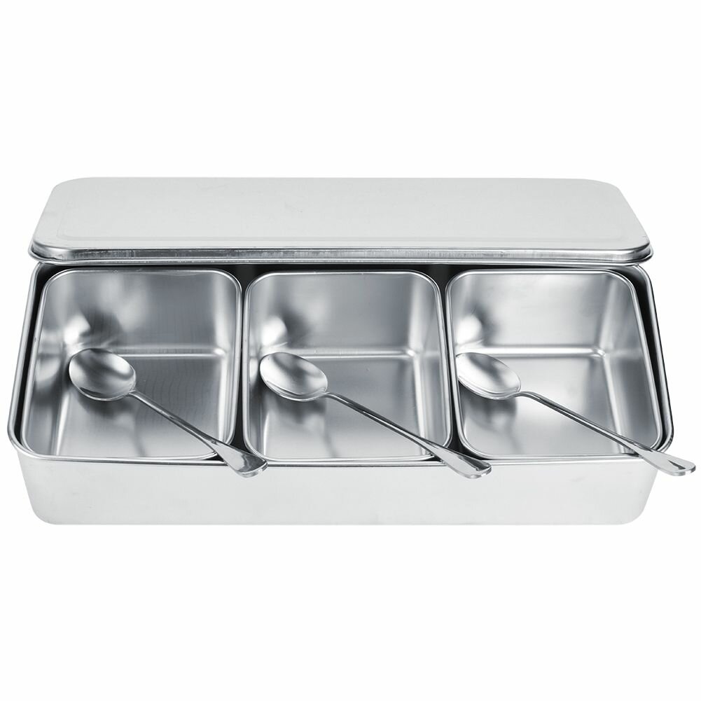 3-сетчатый стальной контейнер для специй, 630 мл, серебристый, для кухни и ресторана