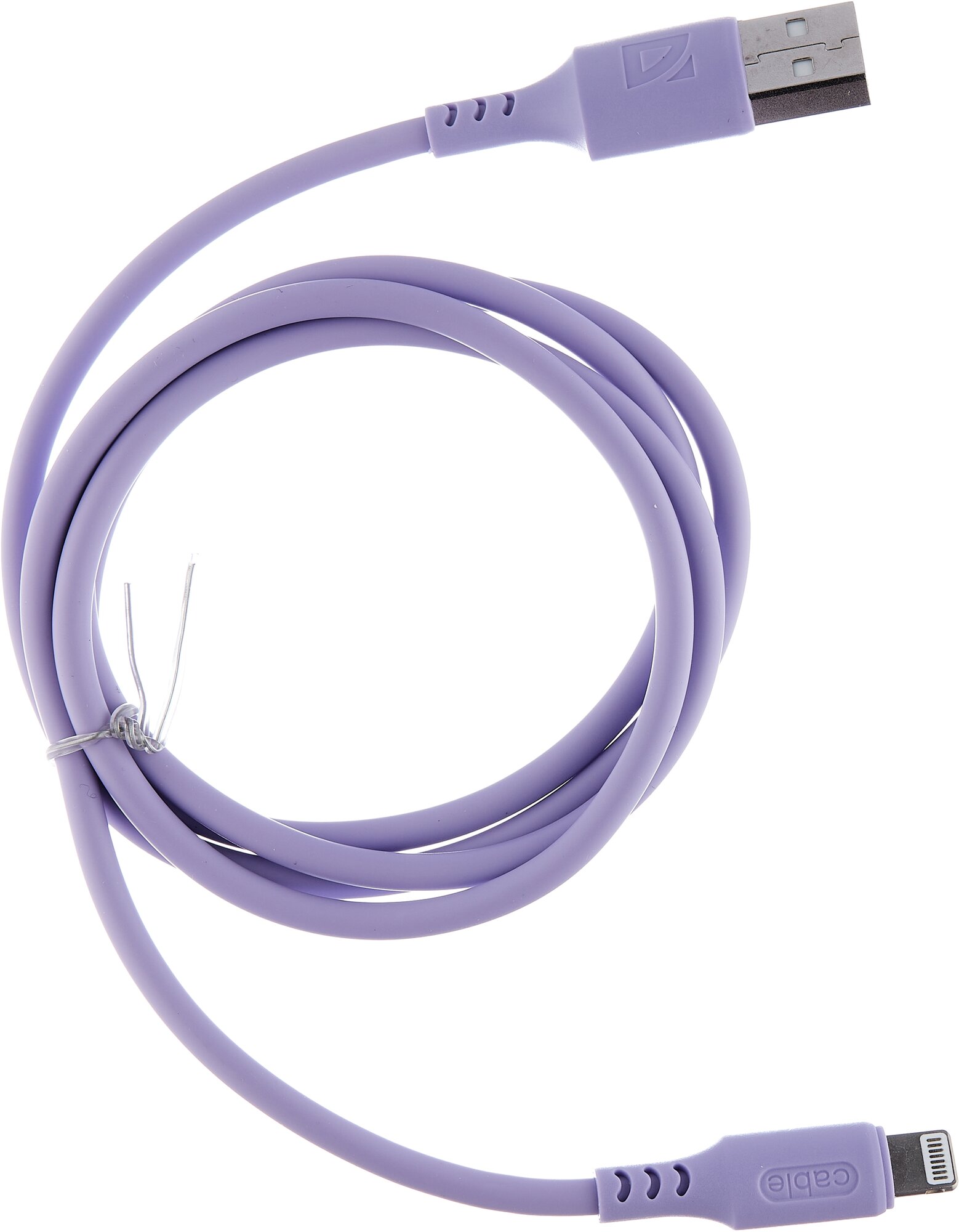 USB кабель Defender F207 Lightning фиолетовый, 1м, 2.4А, силикон, пакет