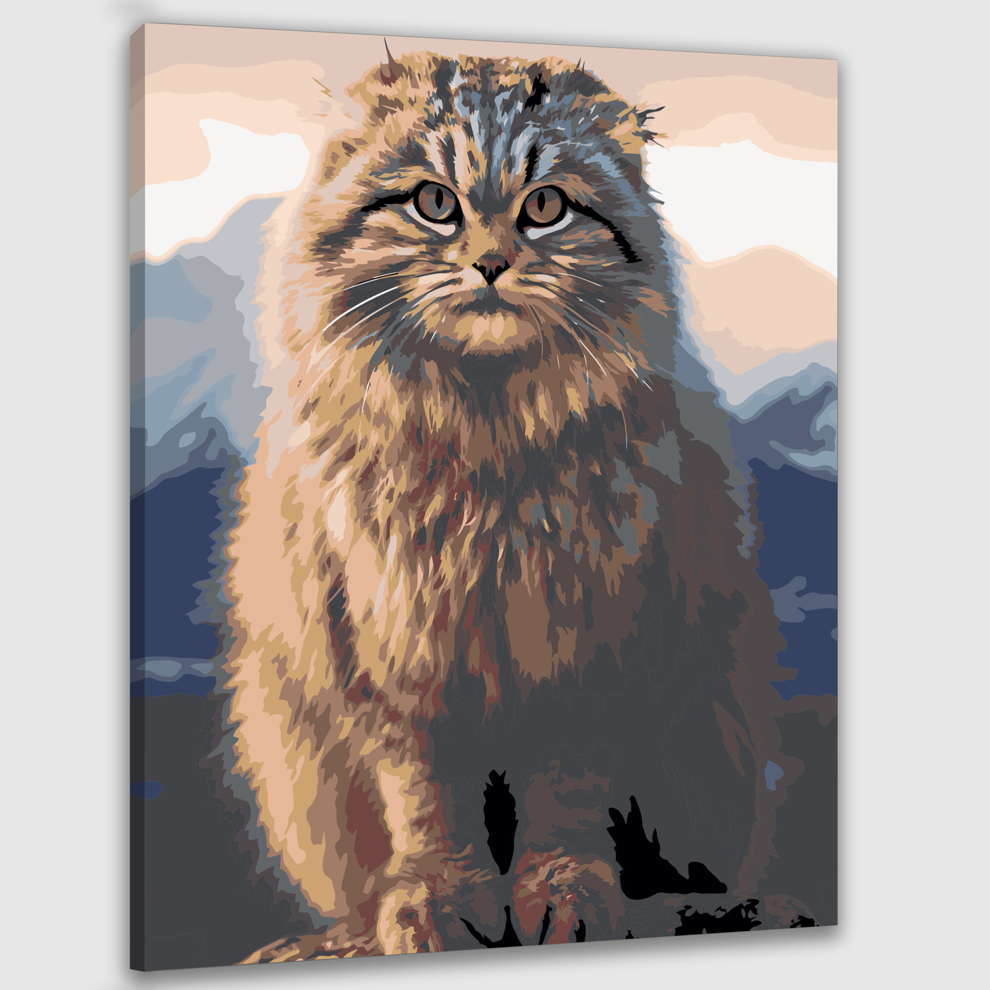 Картина по номерам 40x50 см, манул, высокое разрешение, естественная среда обитан, сибирская фауна, выразительные глаза