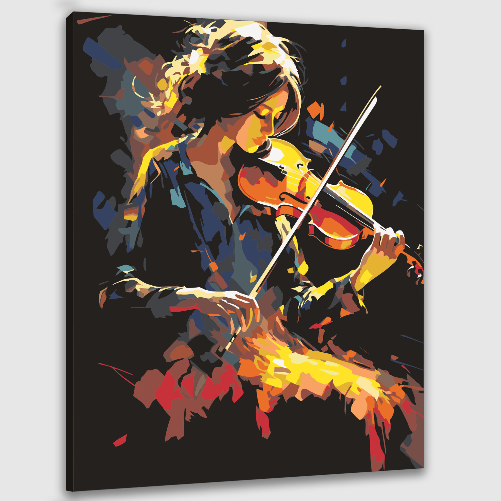 Картина по номерам 40x50 см, яркая, цифровая картина, скрипачка, тускло освещенная сцена, закрытые глаза