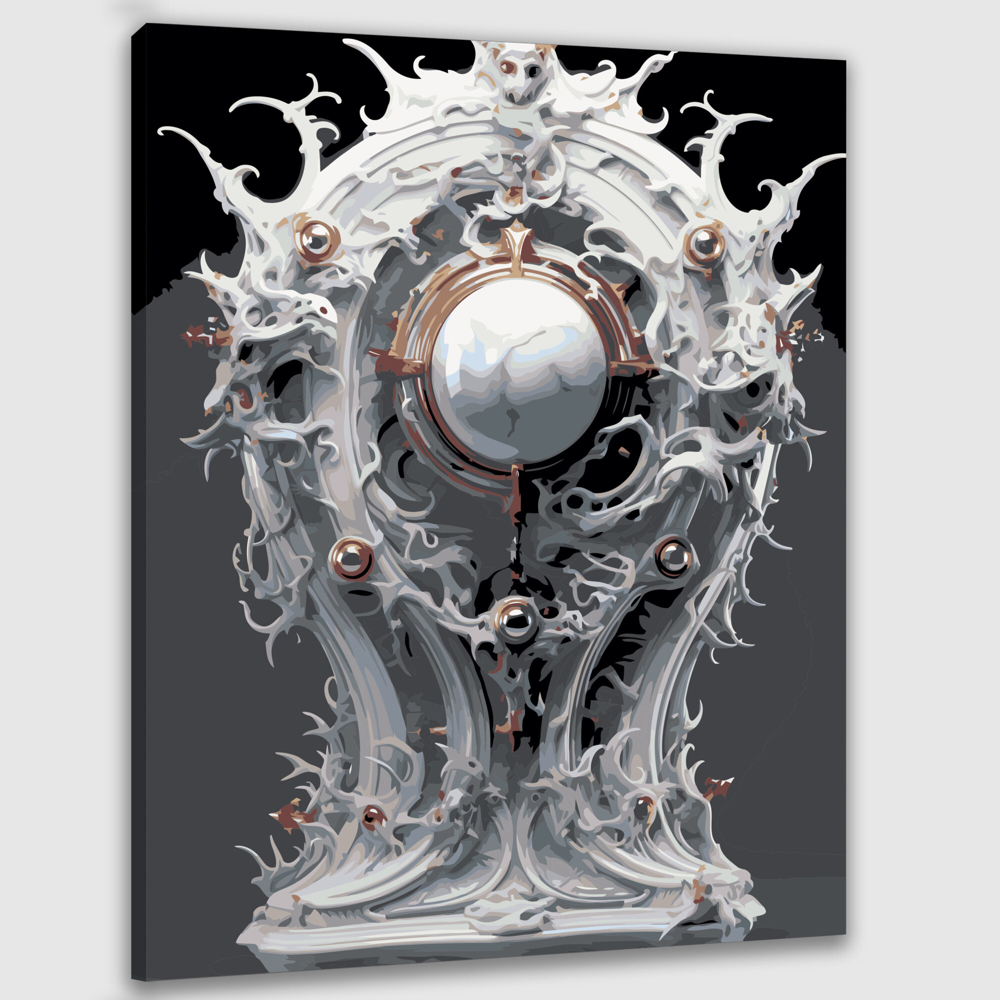 Картина по номерам 40x50 см, скульптура, гримуар, мрамор, драгоценные камни, страницы, мифические существа, заклинания