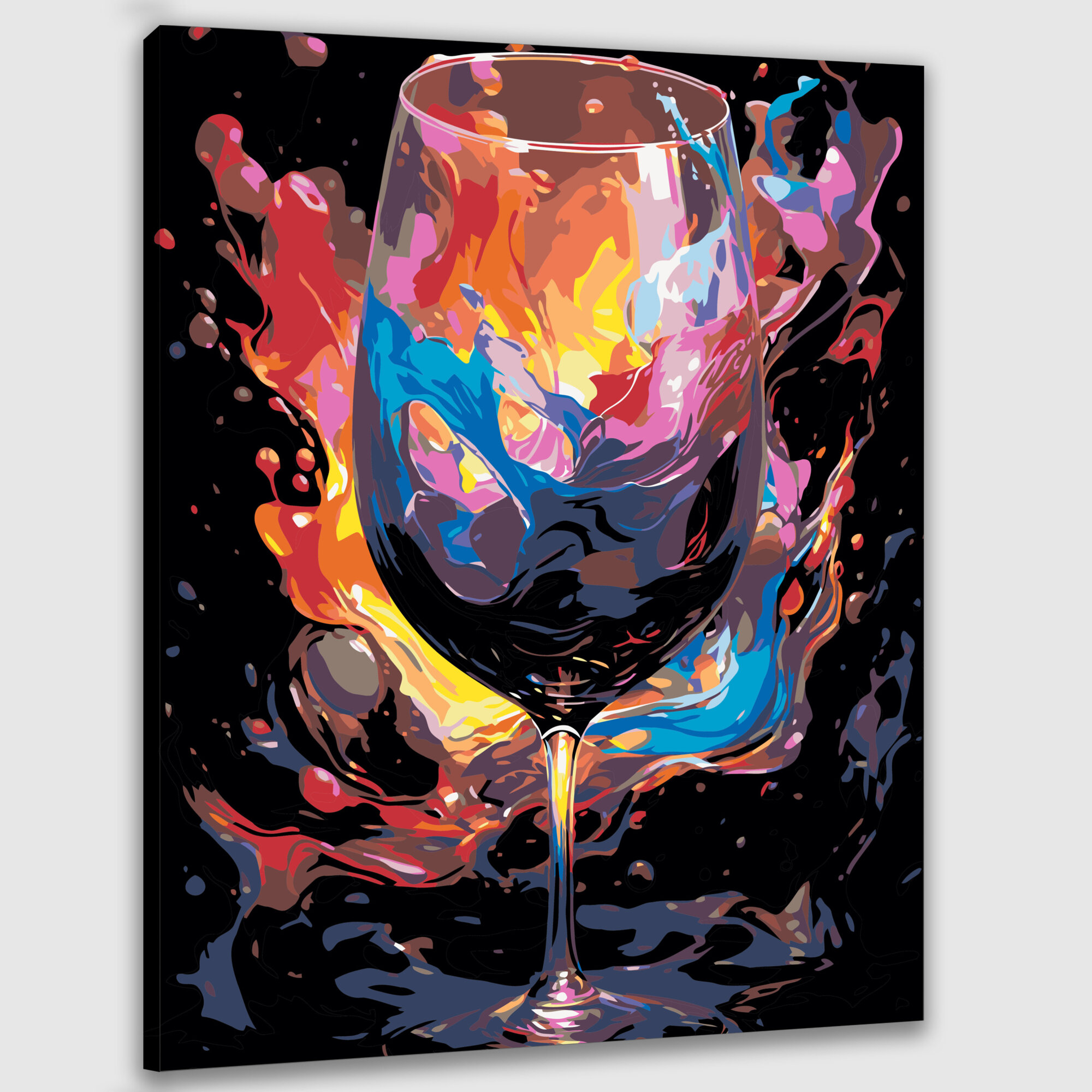 Картина по номерам 40x50 см, цифровая иллюстрация, бокал для вина, эмоции, жидкость, циркуляция, стекло, отражение