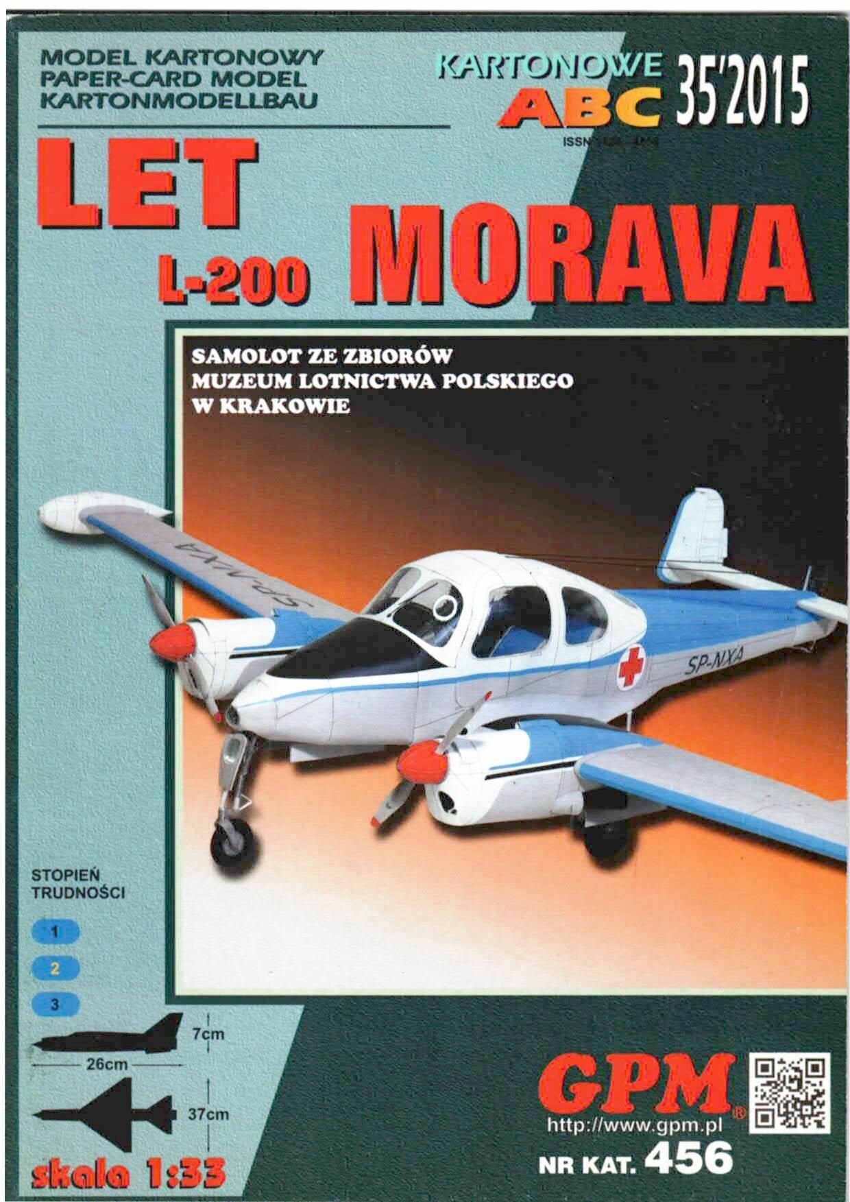 Сборная бумажная модель Самолет let L-200 Morava - GPM №35/15 (Журнал+лазерная резка)