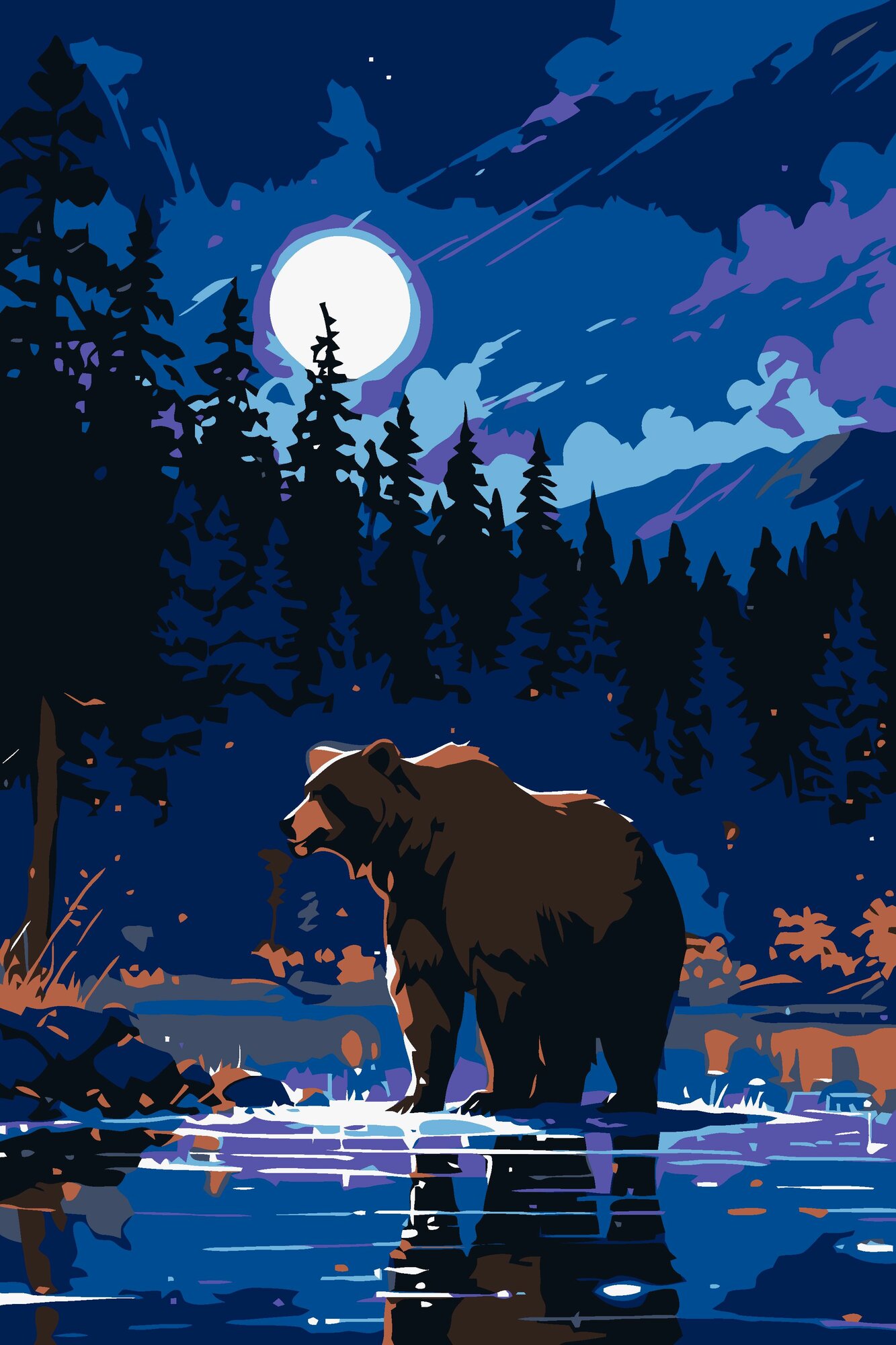 Детская картина по номерам E3384 "Медведи" 20x30