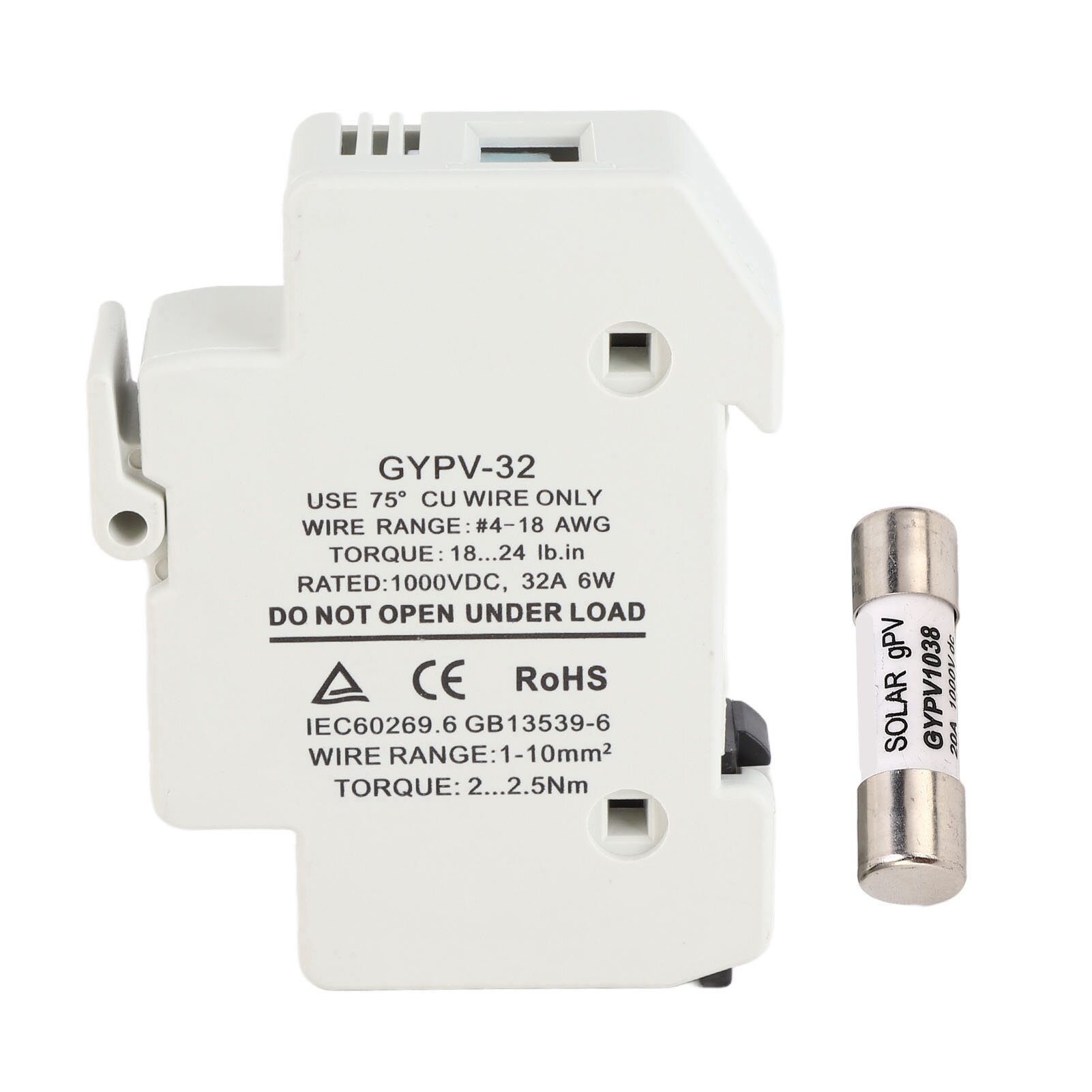 1P 32A 1000VDC Держатель предохранителя для солнечных фотоэлектрических панелей 1000VDC 20A Комплект фотоэлектрических предохранителей для защиты от короткого замыкания