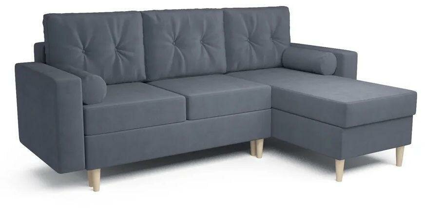 Диван Mebel-ars Белфаст угловой Велюр Серо-Синий Размеры: Высота 900мм Глубина 1550мм Ширина 2200мм