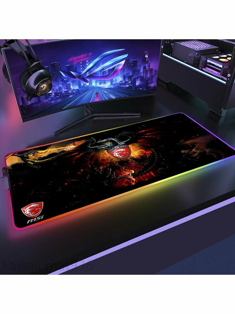 Коврик для мыши MSI Large-Scale Gaming, XXL, светодиодная подсветка RGB, нескользящий, 40х90 см