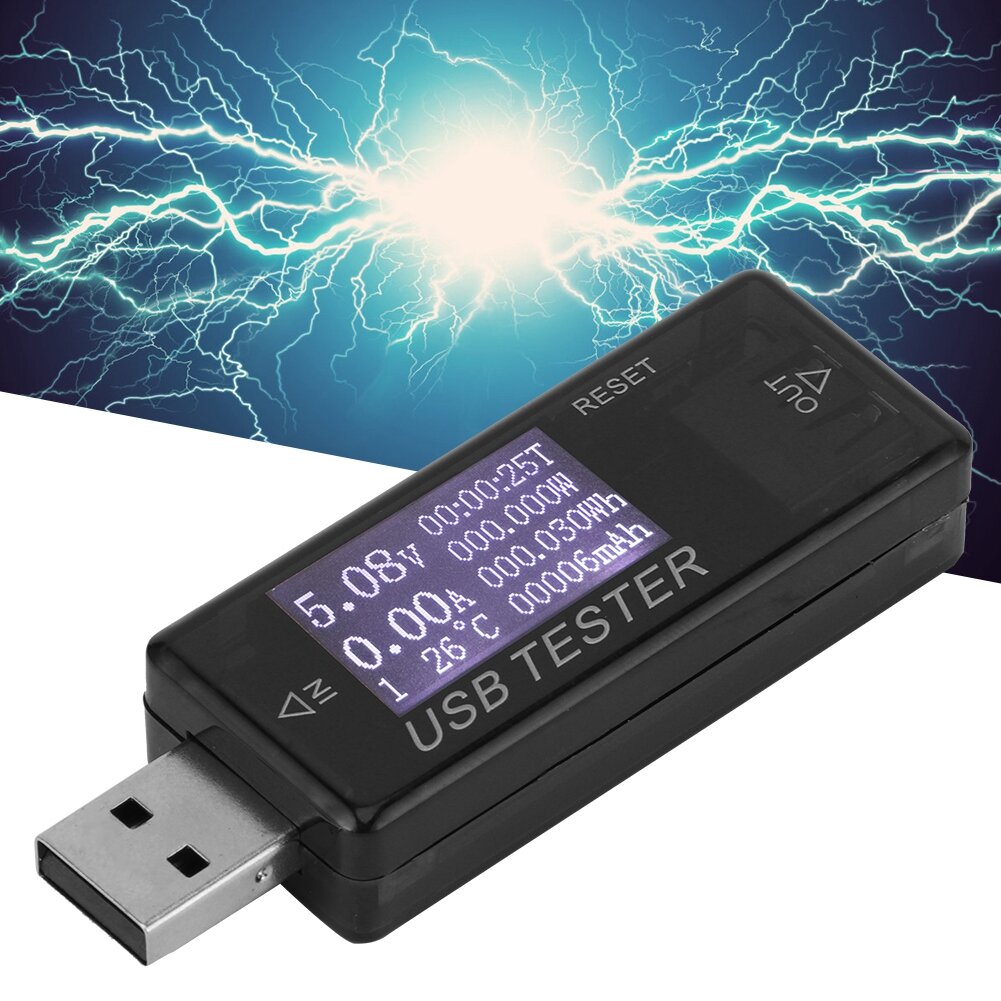 Тестер Цифровой USB-измеритель напряжения и тока Вольтметр 8 в 1 детектор 0‑5А 0‑150 Вт 4‑30 В