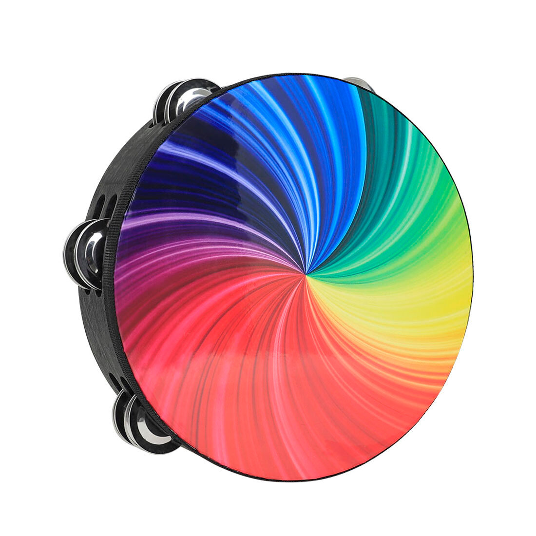 8-дюймовый радужный тамбурин, деревянный ручной колокольчик, инструмент для раннего развития, двухрядные колокольчики для детей, мальчиков и девочек.