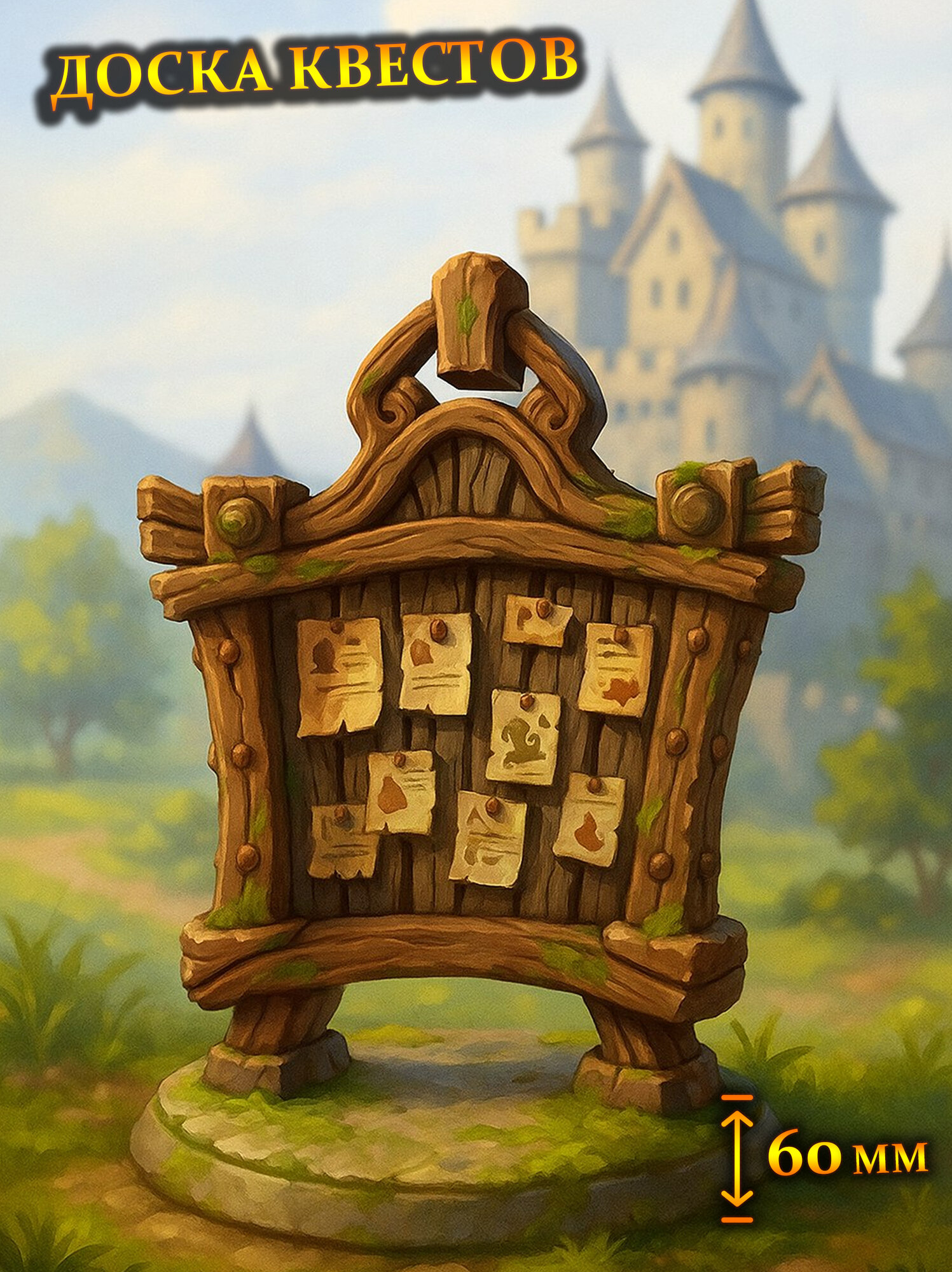 Доска Квестов-Объявлений 60 мм террейн миниатюра для DnD (ДнД) и других Настольных игр( НРИ, Варгеймов или РПГ), фентези тематика