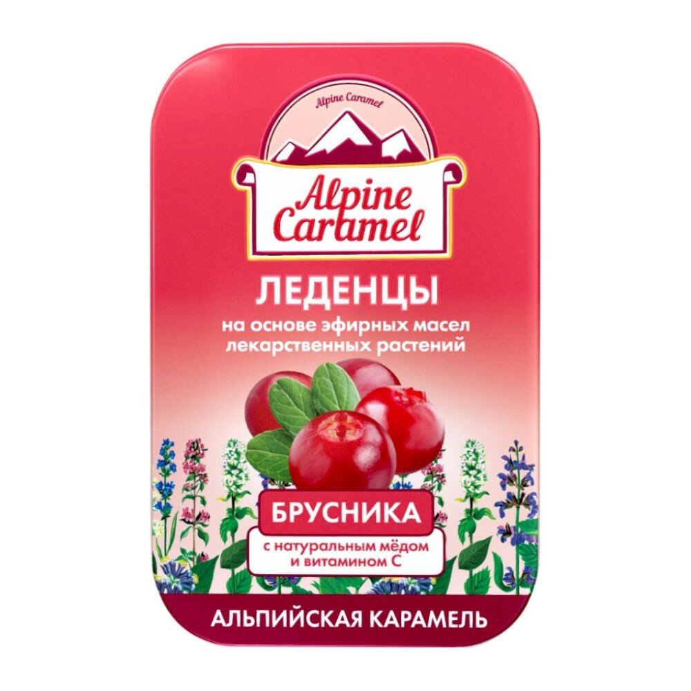 ALPINE CARAMEL леденцы альпийская карамель детские С натуральным медом И витамином С со вкусом брусники 53,0