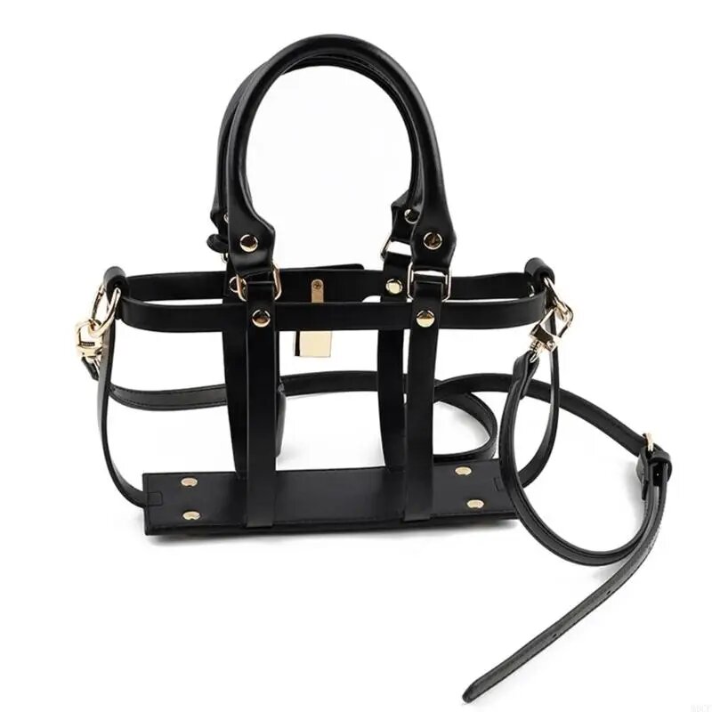 M6CC PU Encasement Hollow Tote Sat Set Diy Crossbode Bag Accessories, S, Черный