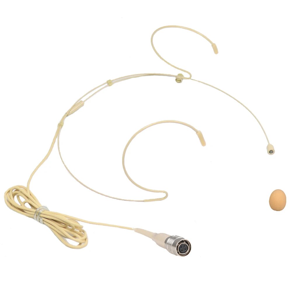 ATW50 Бежевые микрофоны с двумя ушками и крючками для беспроводной системы Audio-Technica Hirose 4-контактный замок с пенопластовым ветровым стеклом