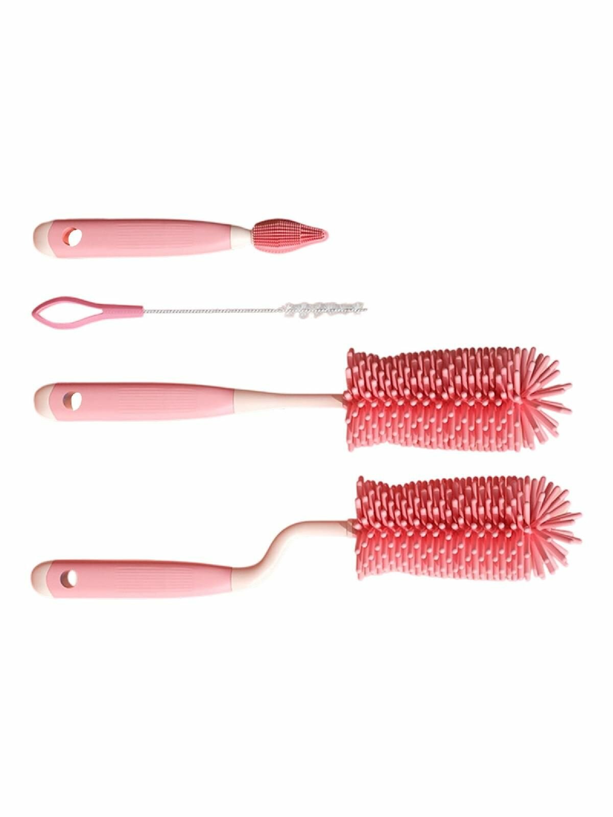 Детские товары, Вращающаяся щетка для детских бутылочек, набор из 4 предметов-розовый