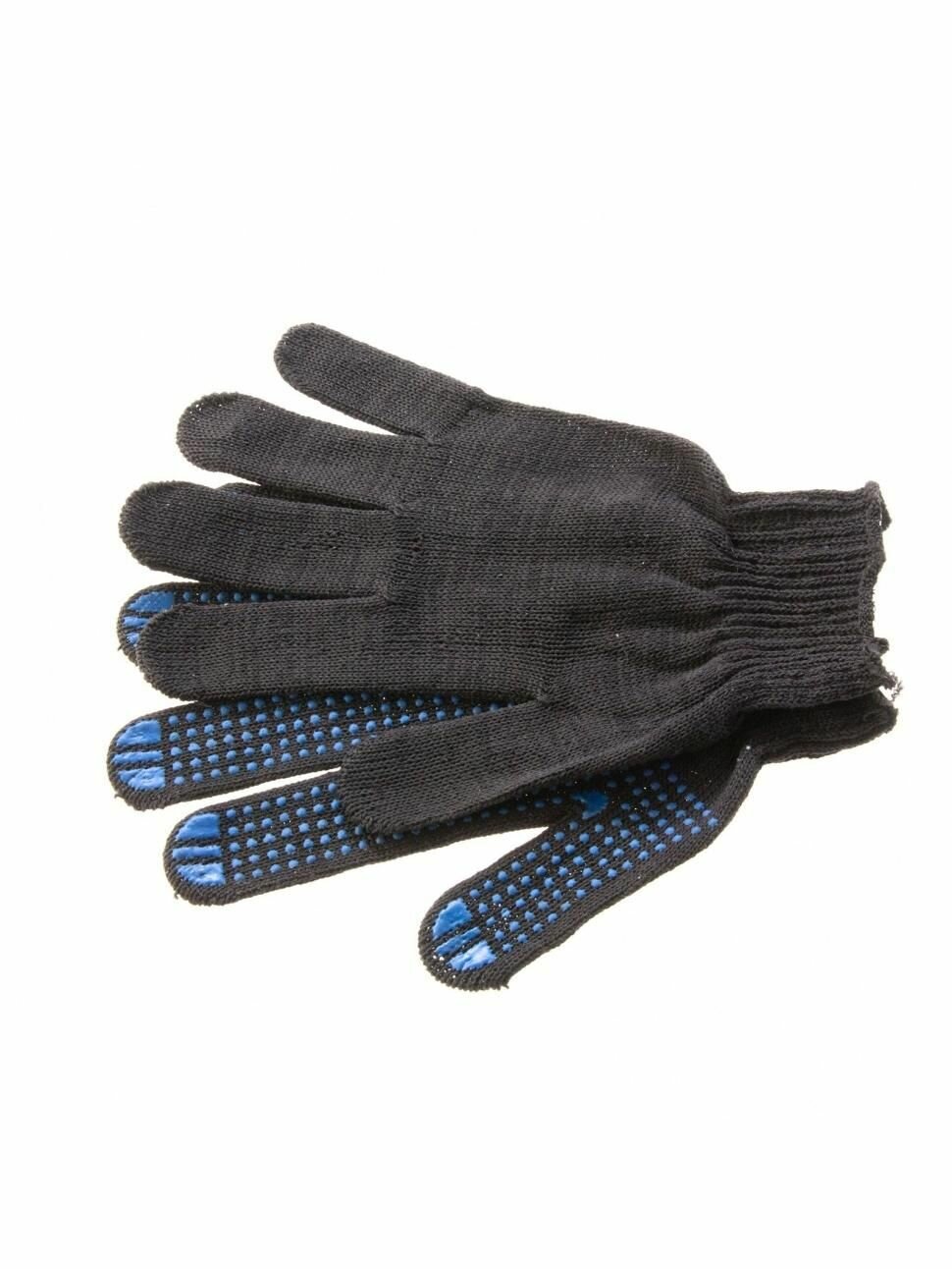 Перчатки защитные трикотажные, ПВХ-покрытие "Точка", 10 класс, черные Россия 67855
