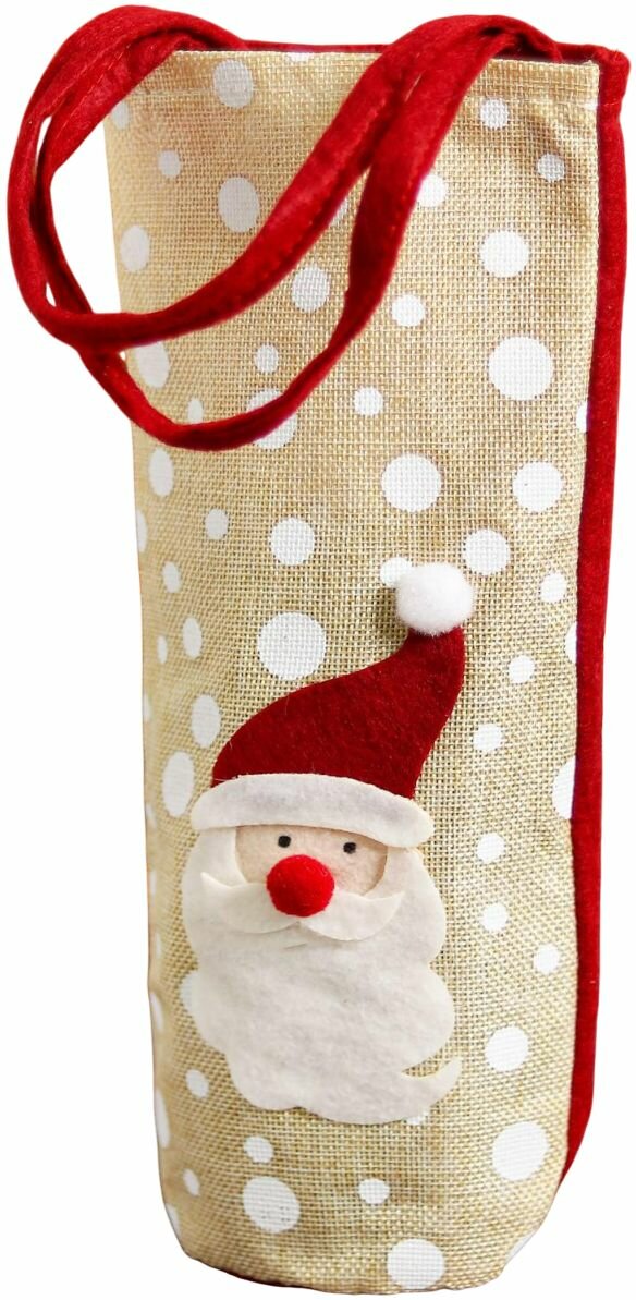 Декоративный новогодний чехол на бутылку "Зимний праздник" с ручками, одежда для стеклянной бутыли, для шампанского, микс