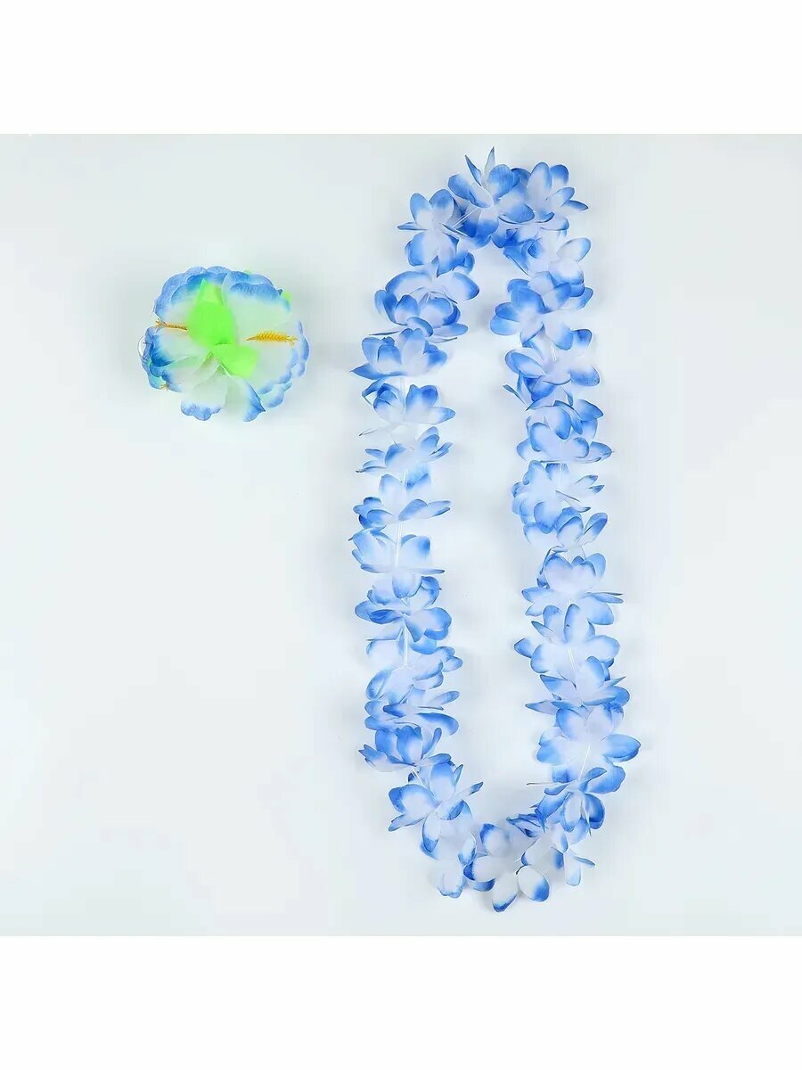 Гавайский костюм: зажим с цветком, венок