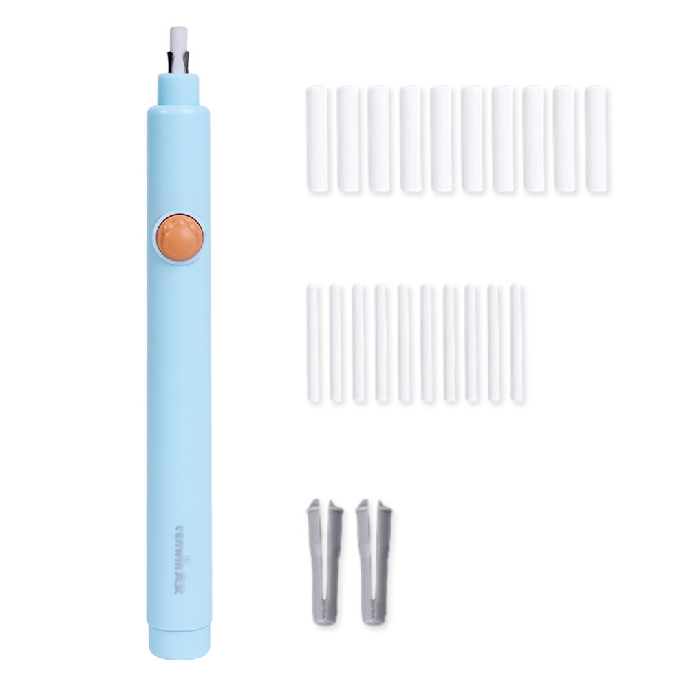 Tenwin Электрический ластик заряжаемый с 20 заправками для карандашных ластиков с одноклавишным управлением подарок на Рождество канцелярия для школьников художников рисования живописи эскизов черчения, Цвет: Синий Розовый Серый (Доступно), Размер