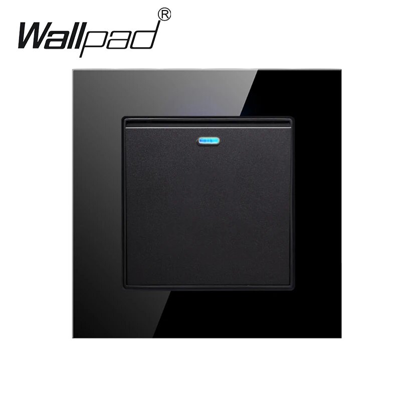 Импульсный выключатель Wallpad 1 2 3 клавиши 12В 24В Glass Black 1 Gang