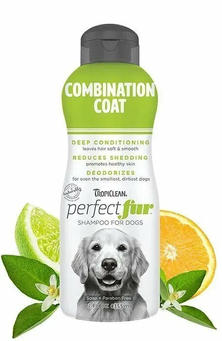 TropiClean Perfect Coat Шампунь для собак против линьки и глубокого кондиционирования, 355 мл