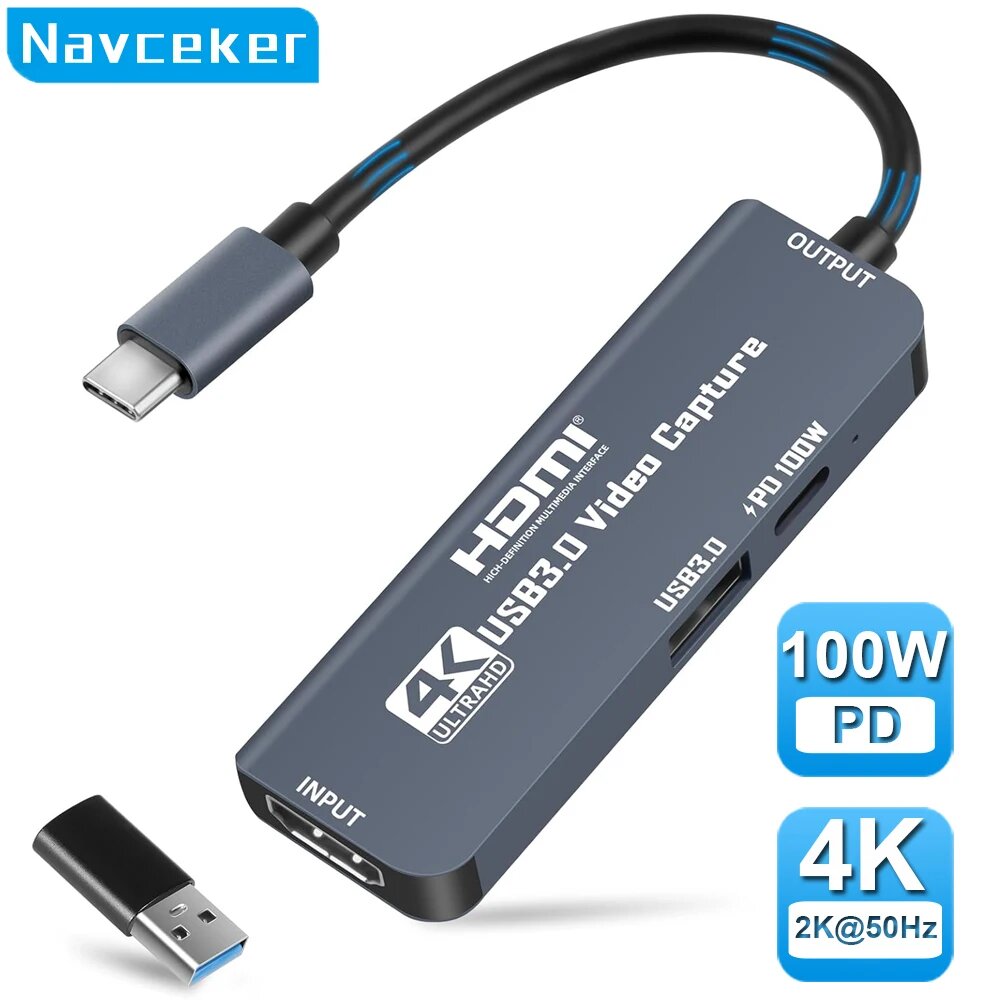 Navceker Карта видеозахвата 4K USB 3.0