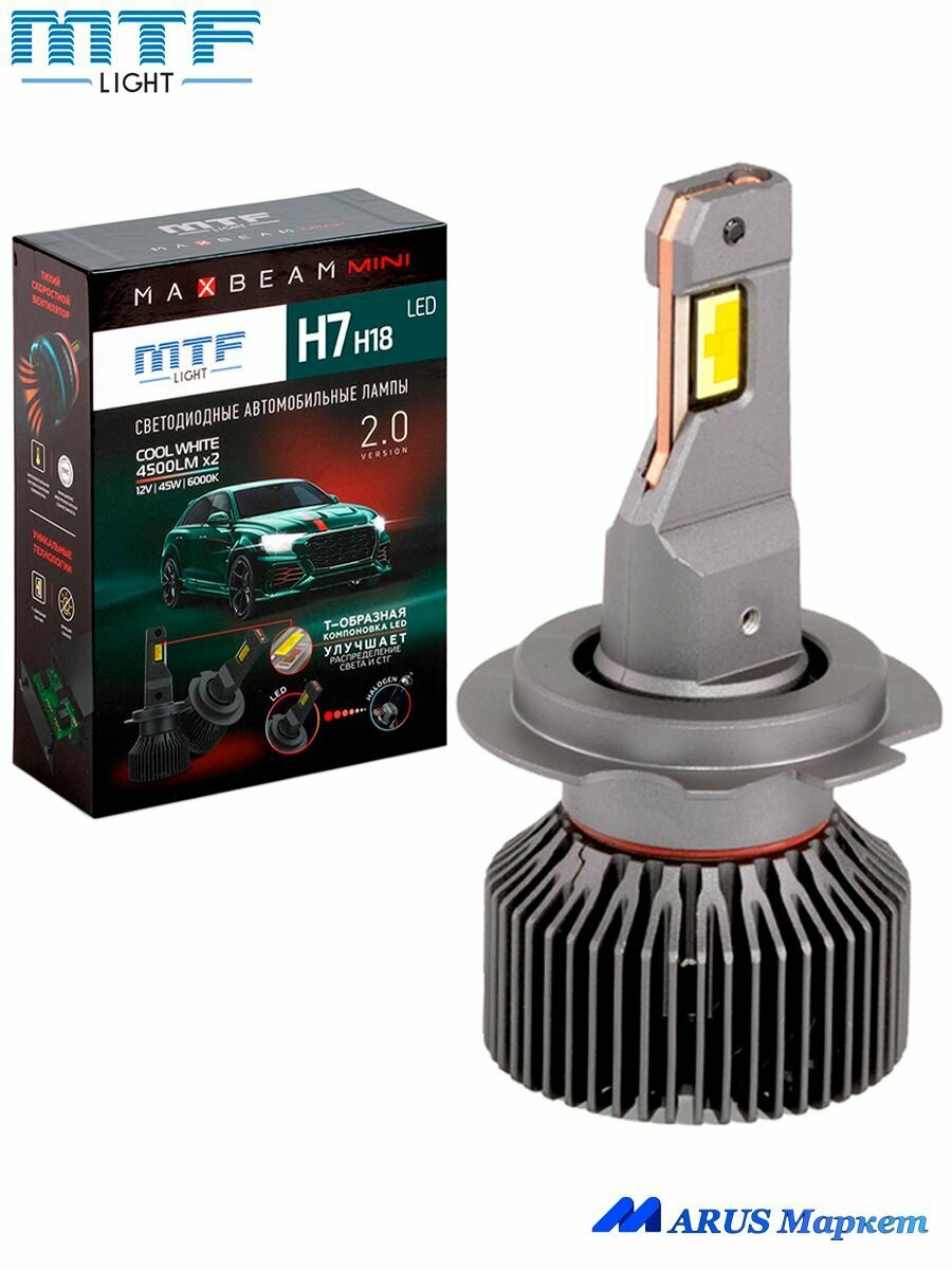 Светодиодные лампы MTF Light H18 серия MaxBeam MINI 12В, 45Вт, 6000K