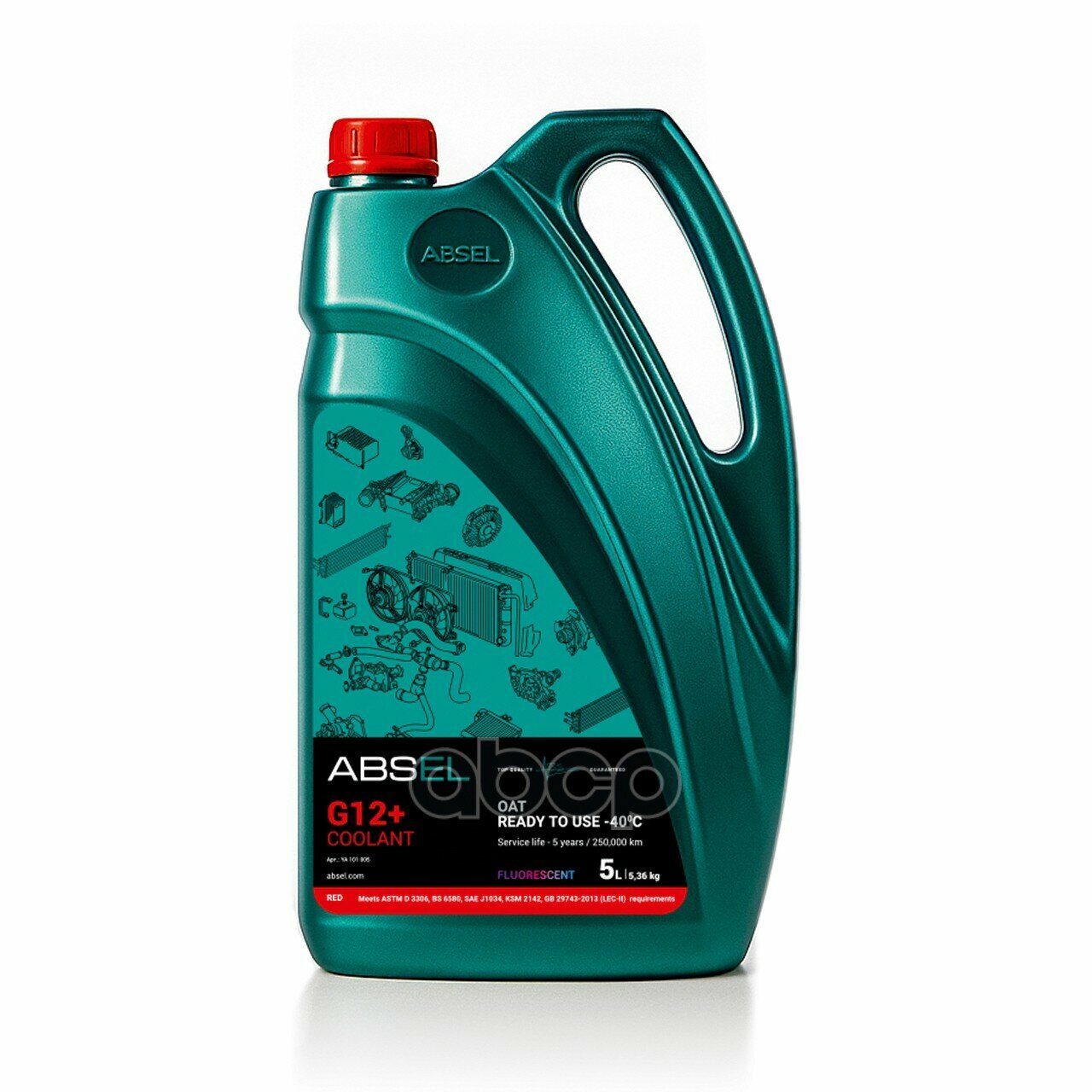 Антифриз ABSEL G12+ RED COOLANT OAT -40 5л/5.36кг ABSEL арт. YA101005