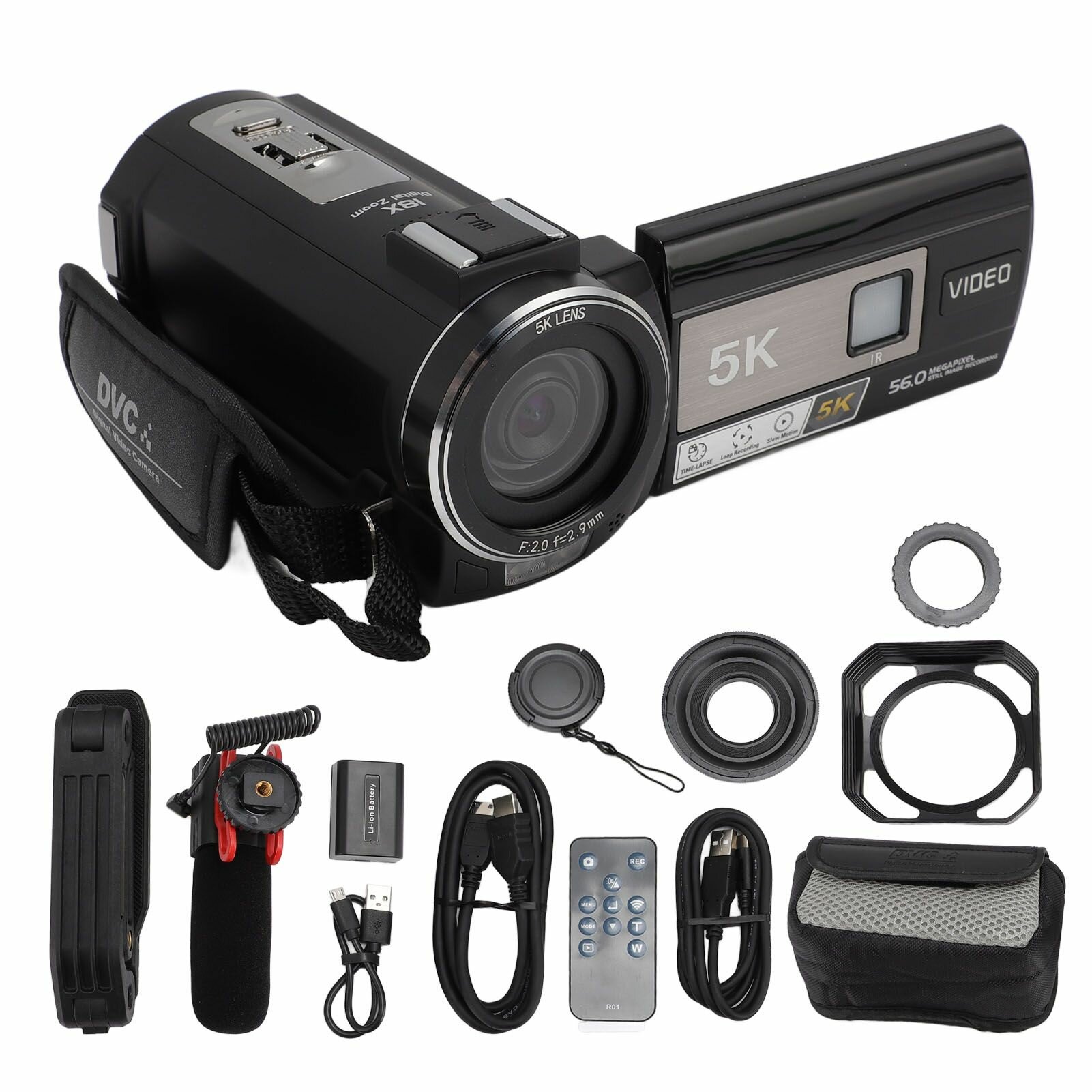 Цифровая камера DV 56MP 5K WIFI 3-дюймовый сенсорный экран 18-кратный зум Anti Shake Loop Recording Handheld Video Camcorder