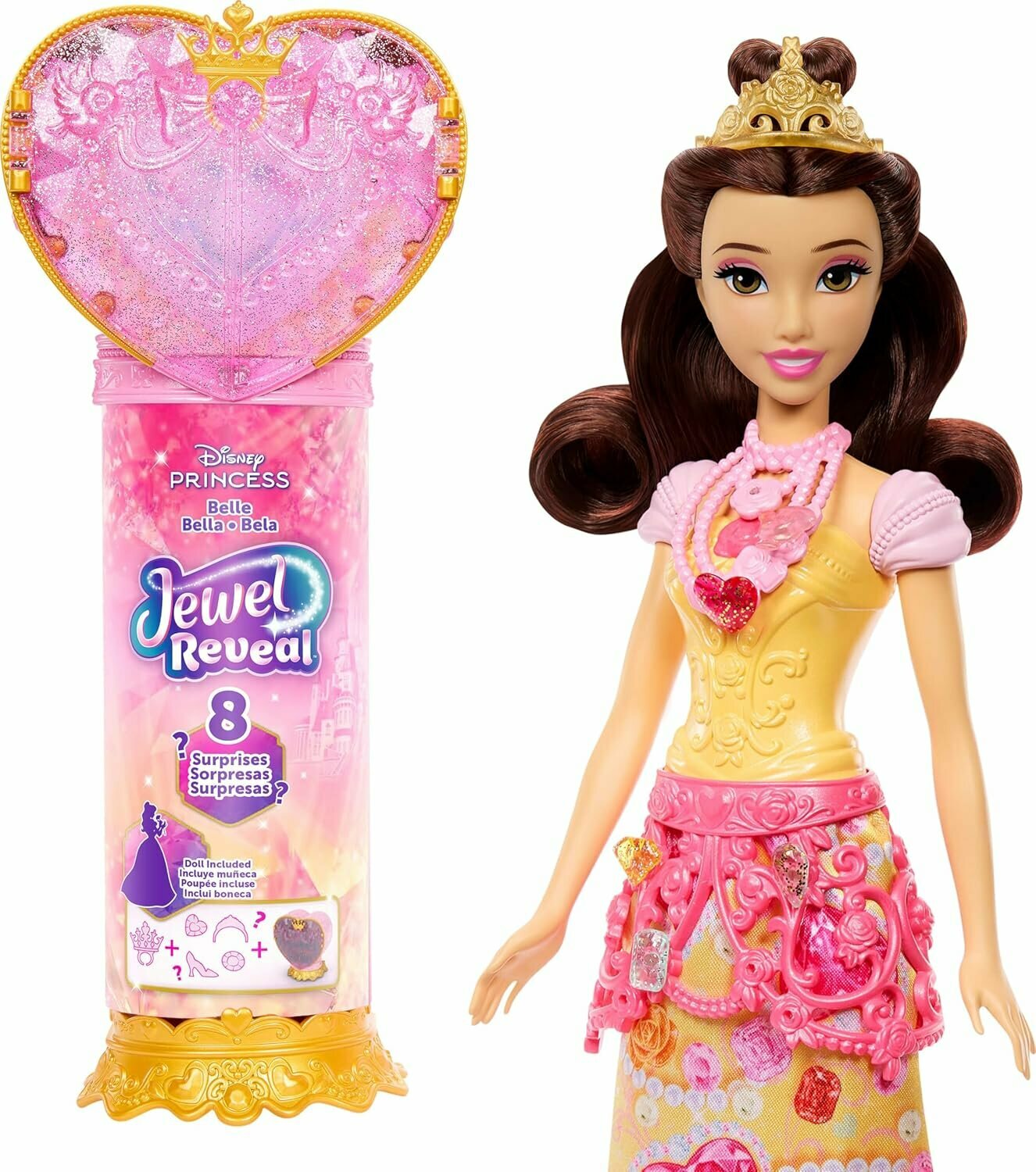 Кукла Mattel Disney Princess Jewel Reveal Belle - Кукла Бэлль с аксессуарами и сюрпризами - Дисней Принцессы JHL51