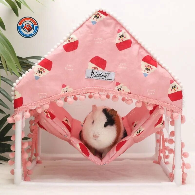 Гамак-палатка для морских свинок, хомяков и кроликов, двухъярусный домик-лежанка с летним укрытием, легко моется, простая сборка, уютное место отдыха и игры для мелких питомцев