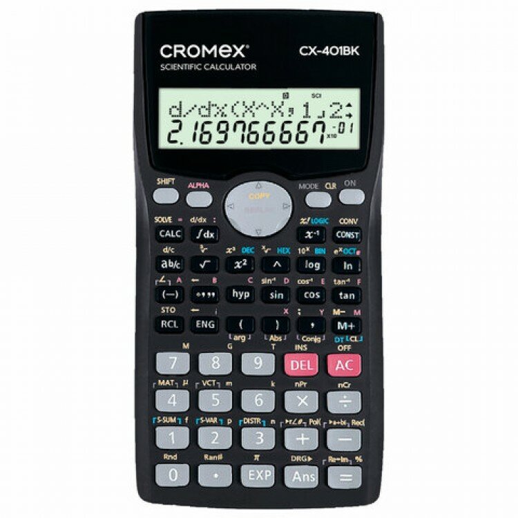 Калькулятор инженерный CROMEX (кромекс) CX-401BK (155х80 мм), 401 функция, 10+2 разрядов, черный, 273833