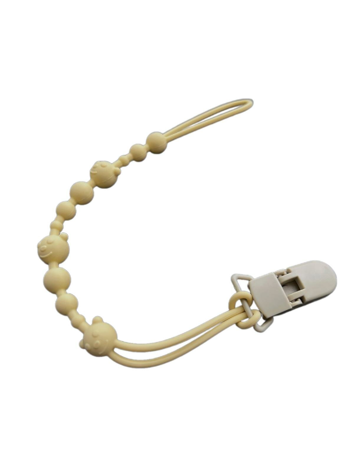 Цепочка для детской пустышки с рисунком медведя, зажим для детской пустышки из пищевого силикона для ребенка