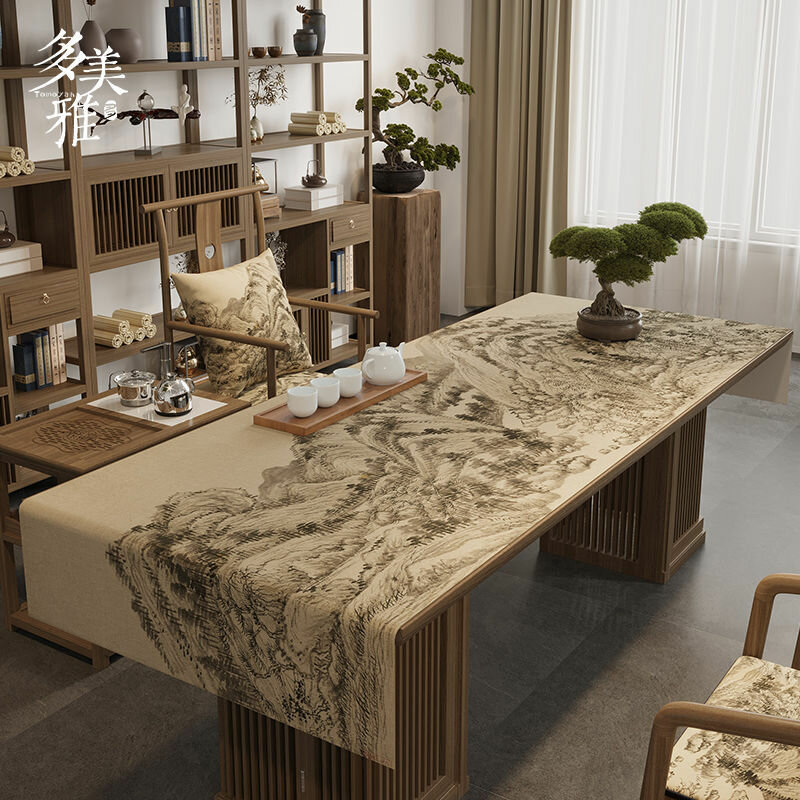 Новая китайская стильная чайная скатерть, водонепроницаемая, высококачественная, прямоугольная скатерть для обеденного стола, чайный коврик, чайная церемония, коврик для чайного стола, дорожка для стола