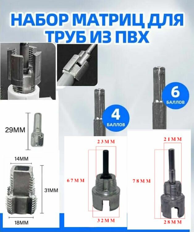 Набор матриц для труб из ПВХ: 3 матрицы (1/2" и 3/4"). Универсальное нарезание внутренней и наружной резьбы. набор матриц для труб трубные матрицы ПВХ матрицы для нарезания резьбы