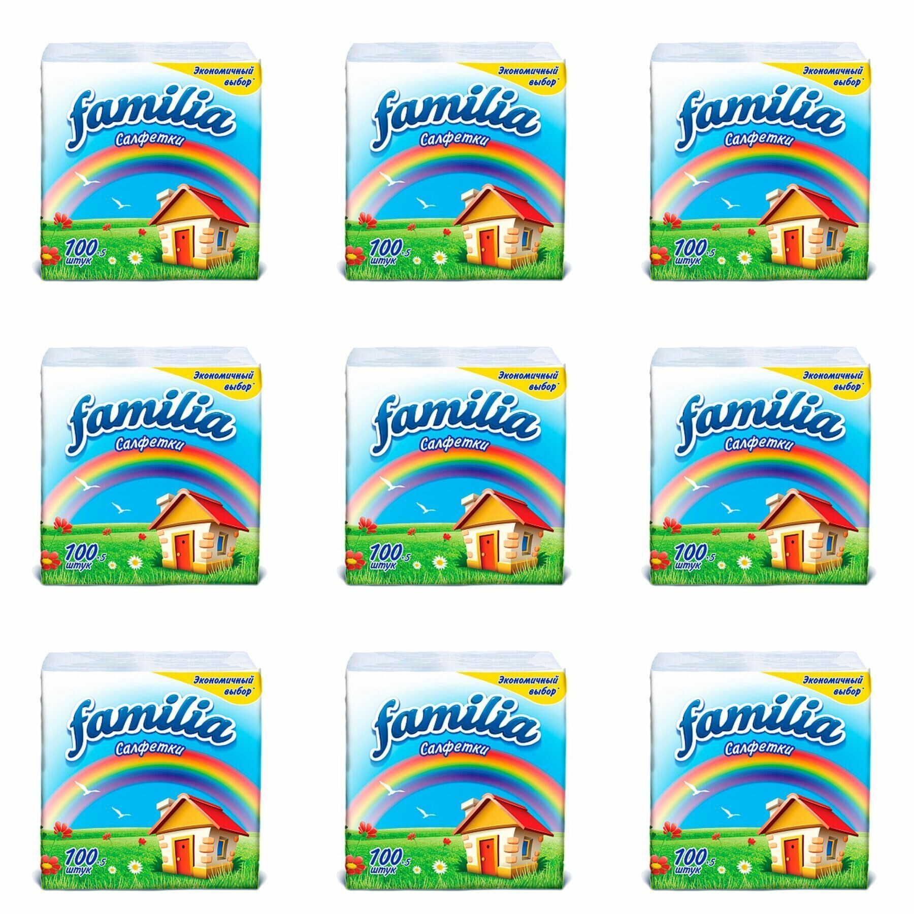 Familia Салфетки 24 х 23, 100 шт, 9 уп