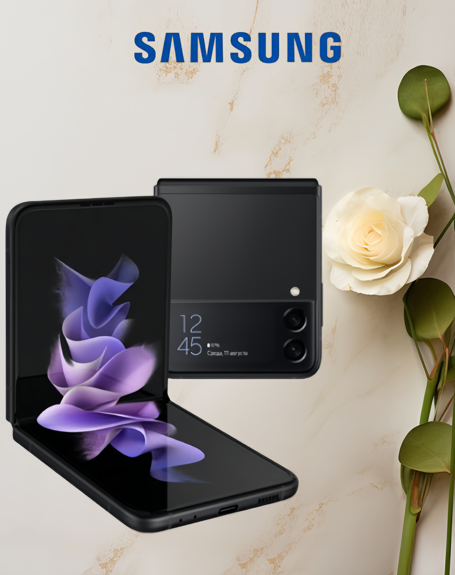 Смартфон Samsung Galaxy Z Flip3, OLED экран 120Гц, 2 камеры, NFC, 8ГБ/256ГБ, чёрный